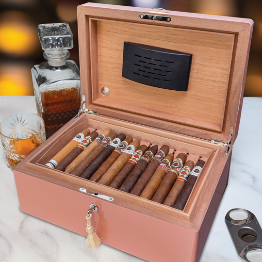Ashton Metallic Pink Humidor | Luxury Humidor Units | Holt's Cigar Company