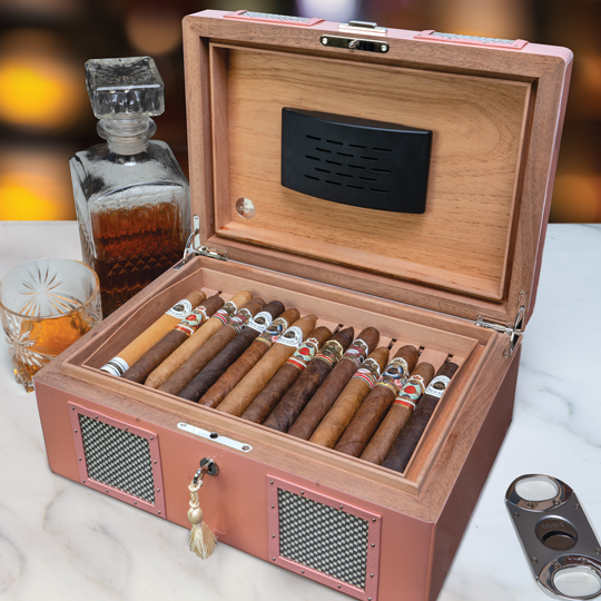 Ashton Humidor | Retro 1950's Metallic Pink Humidor | Holt's