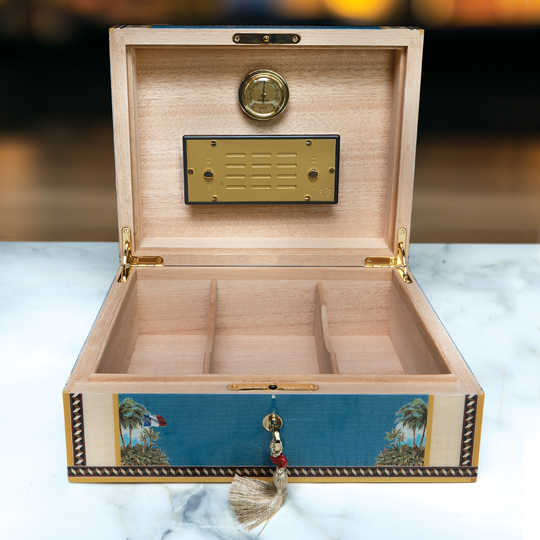 Elie Bleu Flor de Alba Blue Sycamore Humidor - Desktop Humidors ...