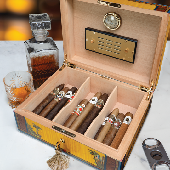 Elie Bleu Flor de Alba Yellow Sycamore Humidor - Desktop Humidors ...