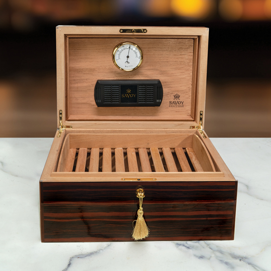 Savoy Executive Ebony Macassar Humidor | Holt's Cigar Co.